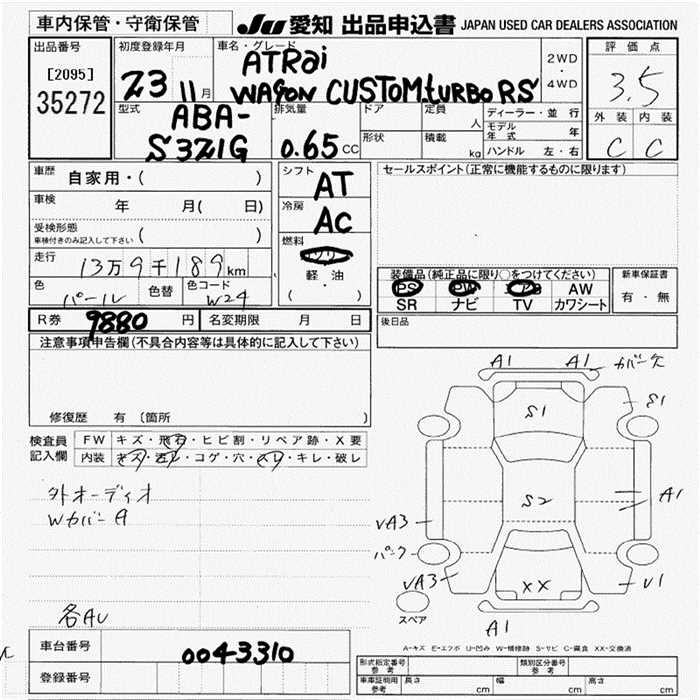 2011 Daihatsu Atrai Wagon | 660 cc Petrol | AT | SAT Japan Auction