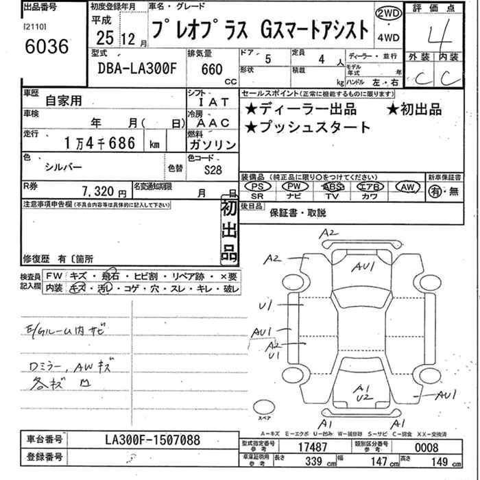 2013 Subaru Pleo Plus | 660 cc Petrol | Unspecified | SAT Japan Auction