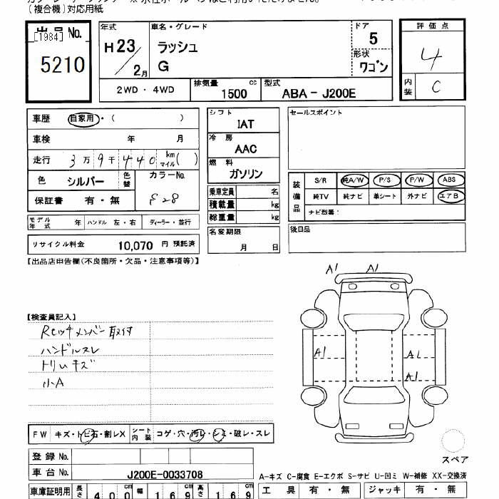 2011 Toyota Rush | 1500 cc Petrol | Unspecified | SAT Japan Auction