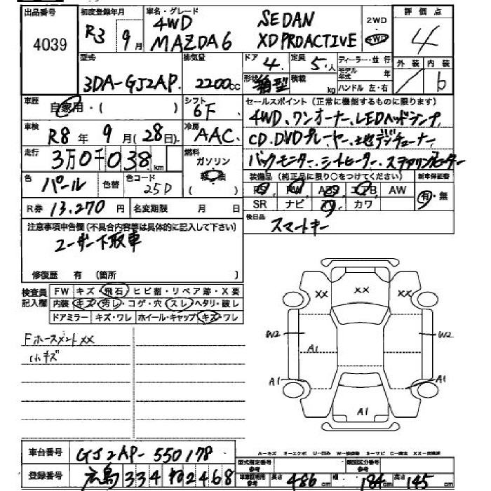 2021 Mazda Mazda6 | 2200 cc Diesel | MT | SAT Japan Auction