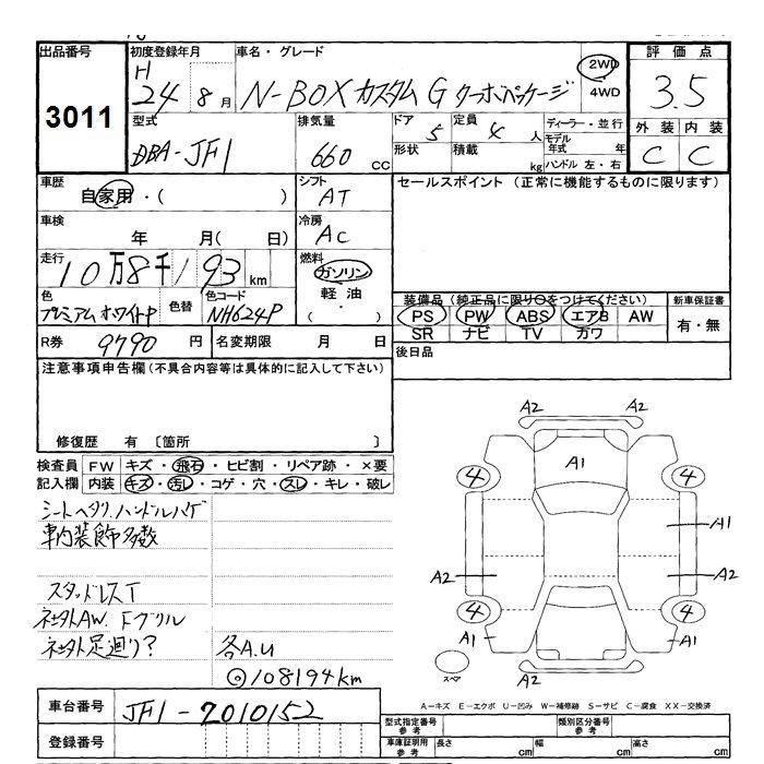 2012 Honda N Box | 660 cc Petrol | AT | SAT Japan Auction
