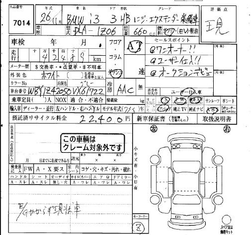 2014 Bmw I3 | 660 cc Other | Unspecified | SAT Japan Auction