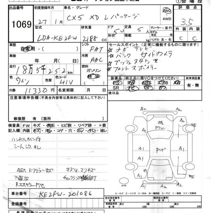 2015 Mazda Cx-5 | 2188 cc Diesel | AT | SAT Japan Auction