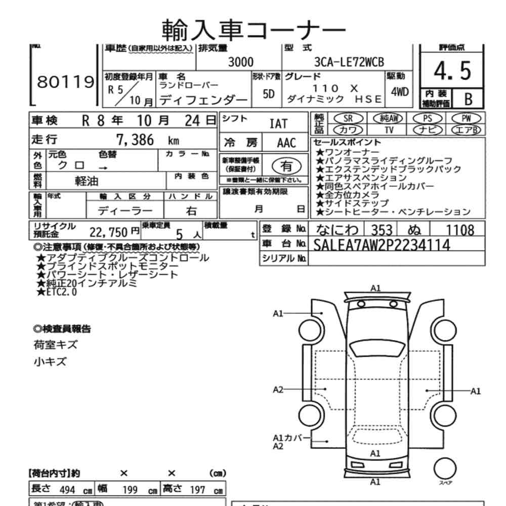 2023 Land Rover Defender | 3000 cc Other | Unspecified | SAT Japan Auction