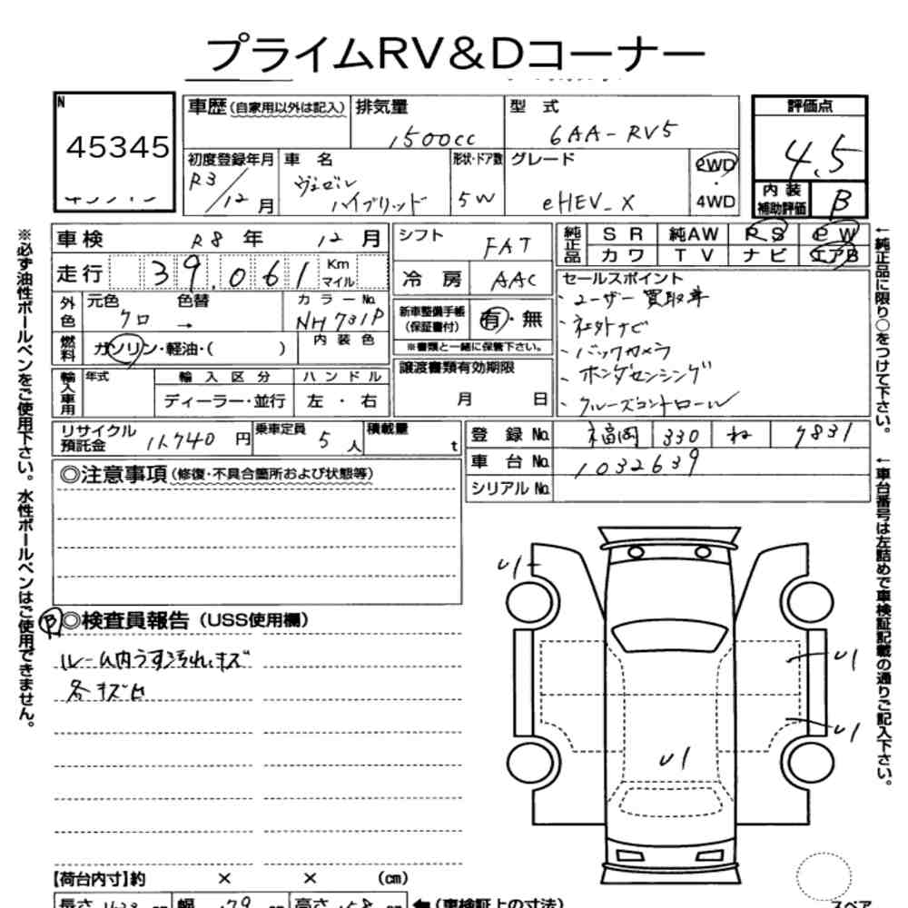2021 Honda Vezel | 1500 cc Other | AT | SAT Japan Auction