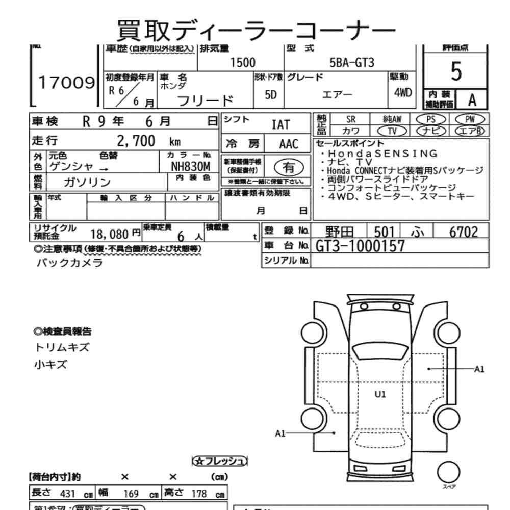 2024 Honda Freed | 1500 cc Other | Unspecified | SAT Japan Auction